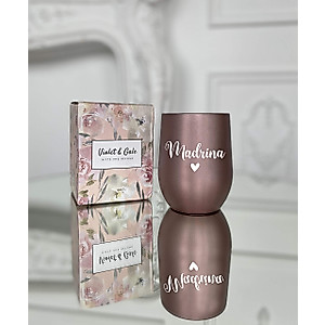 Violet and Gale Madrina gifts from godchild 12oz wine glass tumbler Madrina Proposal Gift in Spanish Rose Gold Coffee Mug for women