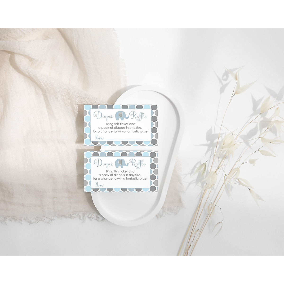 Paper Clever Party Blue Elephant Baby Shower Invitation Bundle with Blank Invites with Envelopes for Boys Diaper Raffle Tickets Bring a Book Insert Cards Set (25 of Each) Jungle Theme Royal Prince