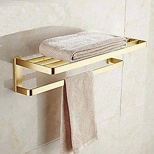 DINGZZ Double Towel Bar Stainless Steel Bathroom Kitchen Towel Holder Dual Towel Rod Rustproof Wall Mount