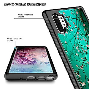 E-Began Case for Samsung Galaxy Note 10+ Plus, Note 10 Plus 5G, Full-Body Shockproof Protective Black Bumper (Without Screen Protector), Support Wireless Charging, Durable Phone Case -Plum Blossom