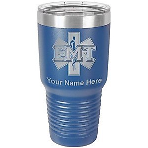 LaserGram 30oz Vacuum Insulated Tumbler Mug, EMT Emergency Medical Technician, Personalized Engraving Included (Dark Blue)