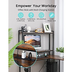 Evajoy Home Office Desk, 94.5” Two Person L-Shaped Gaming Desk with AC Outlets and USB Ports, Double Workstation with Monitor Stand, Computer Corner Desk with Adjustable Shelf for Home,Office,Study