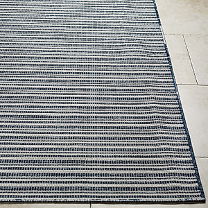 Mark&Day Outdoor Rugs, 5x7 Acheri Modern Indoor/Outdoor Dark Blue Area Rug, Non Shedding Blue Beige Carpet for Patio, Porch, Deck, Bedroom, Living Room or Kitchen (5'1" x 7')