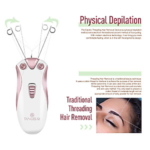 TANGIBAY Facial Threading Hair Removal and Cotton Thread Face Epilator for Women and Ladies, Electric Cordless and Rechargeable (Rose Gold)