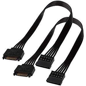 TeamProfitcom SATA Power Extension Cable, 15 Pin SATA Male to Female Extender Power Cable Adapter for Hard Drive Disk HDD, SSD (2 Pack) 24 Inches