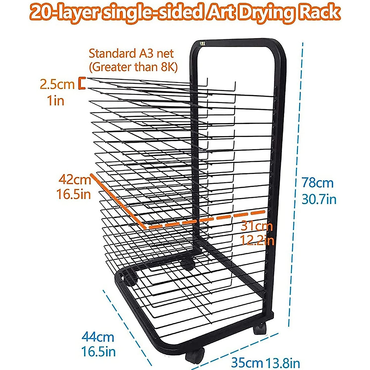 Art Drying Rack, Mobile Art Drying Rack with Wire Rack for Artwork, Art Studio, Drying and Printing Rack, Great for Schools and Art Clubs