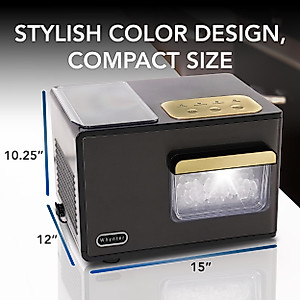 Whynter Nugget Ice Maker, Countertop Portable Ice Maker, IBX-388BG SonicSnö, Automatic Self-Cleaning with Removable Ice Drawer Compact Ice Maker, 40 lbs/24H, Black Stainless Steel and Gold