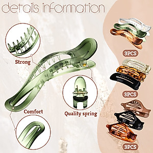 Yinder 9 Pcs Alligator Hair Clips Oval French Barrette Flat Claw Clips Duckbill Sectioning Hair Accessories for Women Jumbo Jaw Hair Clips for Styling Hair Clamps Barrettes for Gifts(Multi Color)