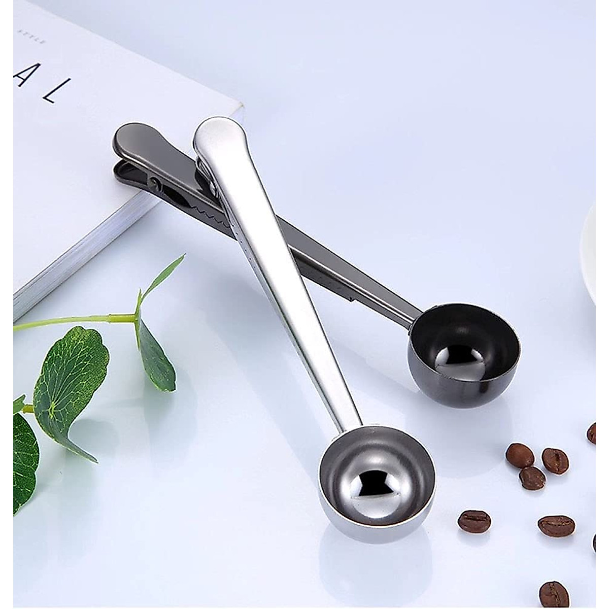 Coffee Scoop Clip Stainless Steel Tablespoon Coffee Spoon With long handle Multifunction Sealing Bag Clip For Tea, Coffee, Protein Powder, Instant Drinks, Kitchen Tools