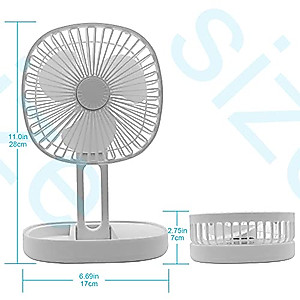 Foldaway Desk Fan,Portable Rotation Fan 7 Inch Height Adjustable Table Fan Rechargeable Fan Ultra Lightweight Portable Fan with 3 Speed & for Outdoor Camping Travel, Home, Office, Kitchen