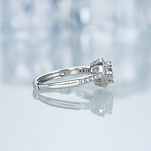 Atylyk 1 Carat Moissanite Engagement Ring Wedding Promise Halo Sterling Silver Solitaire Heart Rings for Women