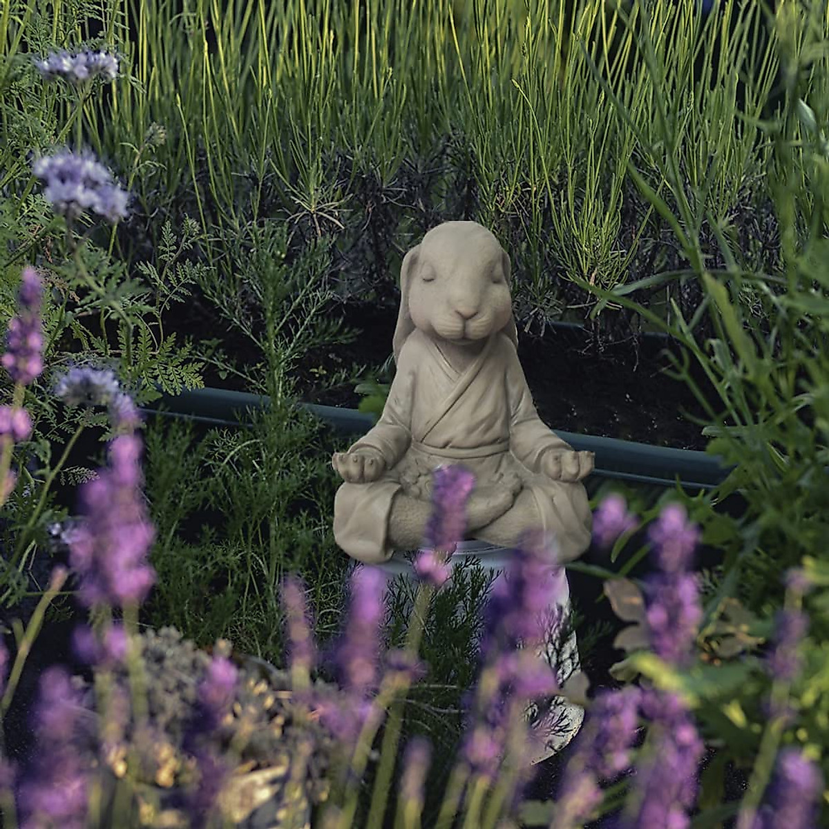World of Wonders Zen Animals Meditation Outdoor Garden Statues | Asian Patio Decor and Front Yard Statues | Garden Welcome Statue Zen Items for Office - Rabbit