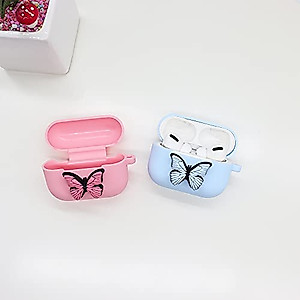 Jeriwell for Airpod Pro Case Cover Cute 3D Butterfly with Keychain Waterproof Liquid Silicone Compatible with Airpods Pro Charging Case for Women Girl (Light Blue)
