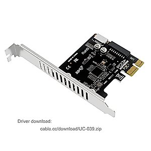 ChenYang USB 3.0 20Pin ＆ USB 3.1 Gen 1 Type-E Front Panel Socket to PCI-E 1X PCI Express Expansion Card Adapter
