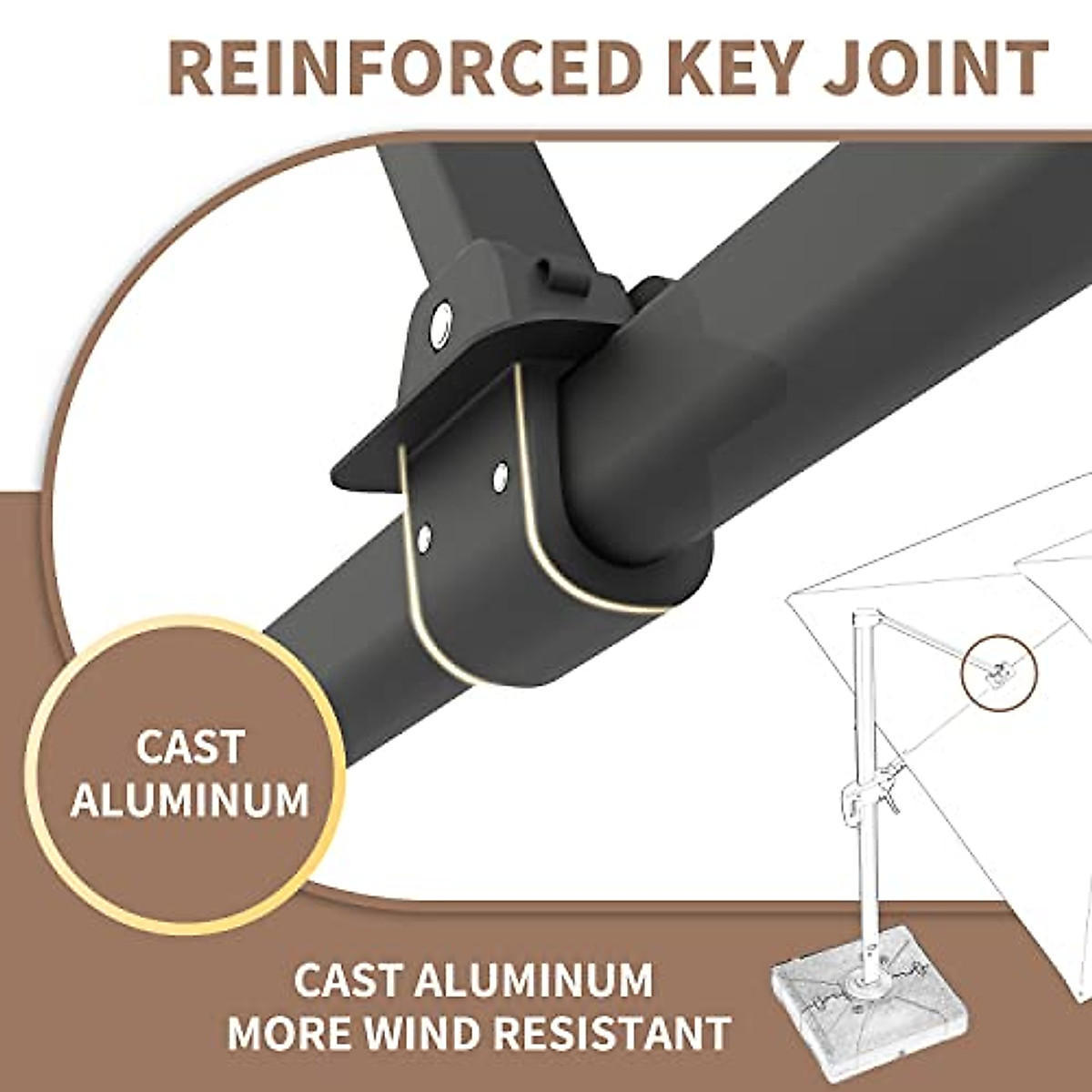 PURPLE LEAF 11FT Cantilever Outdoor Umbrellas Large Patio Umbrella Hanging Double Top Square Offset Umbrella with 360°Rotation Tilting Umbrella Outdoor Patio, Taupe