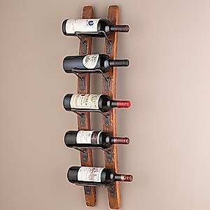 Wine Barrel Stave wine bottle Rack wall mount bottle rack holdes 5 bottles Made of solid oak