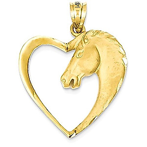 IceCarats 14K Yellow Gold Horse Head Necklace Animal Lover Pendant Equestrian Charm Only