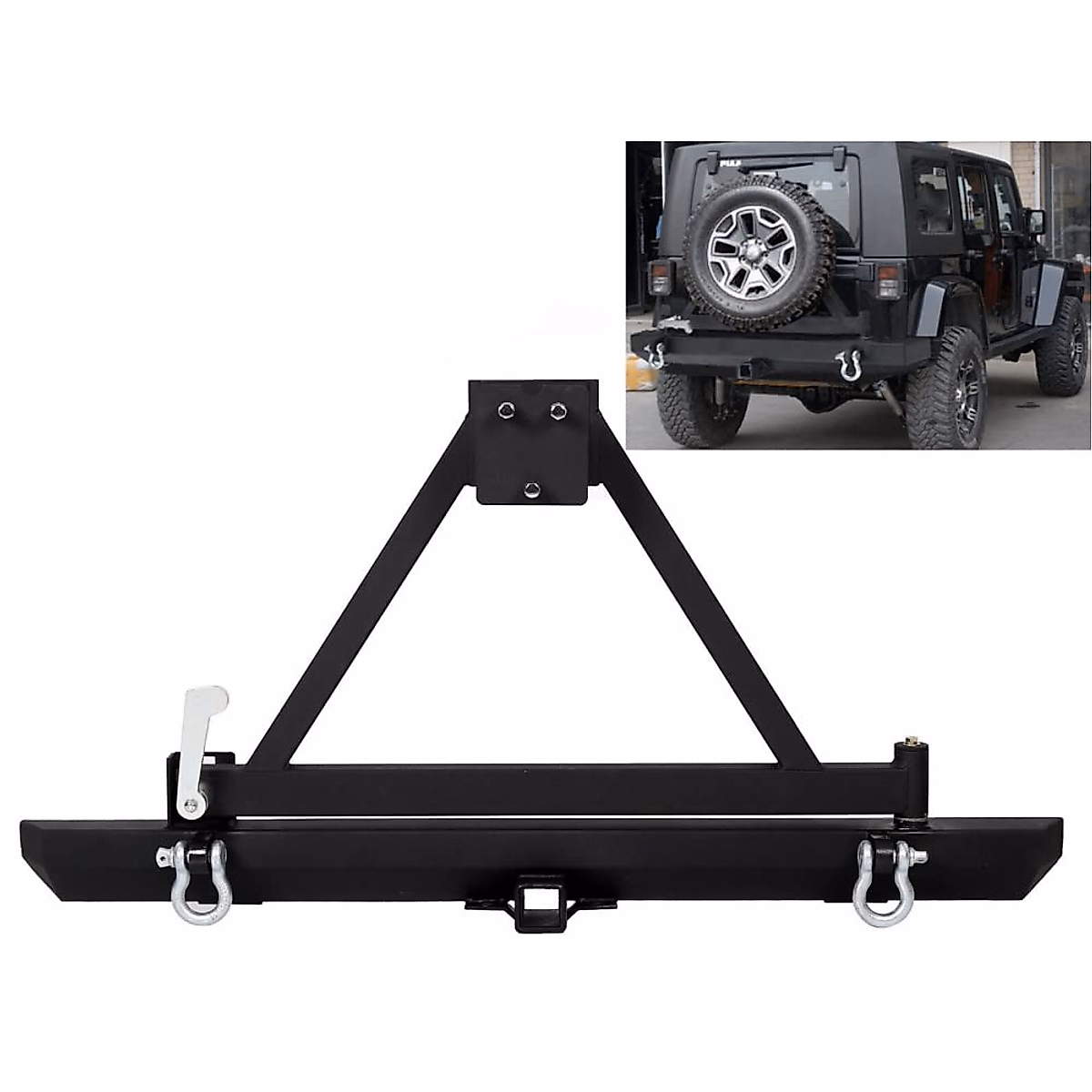 TYMMC Rear Bumper with Tire Carrier & D-Ring Fits YJ & TJ (Black, Iron Steel),Fast delivery,Support for adaptive queries