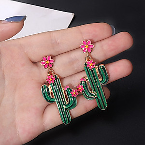 BVGA Metal Dangle Earrings for Women Statement Cactus Strawberry Palm Leaf Monstera Drop Dangle Earrings Fashion Jewelry