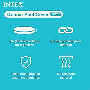 INTEX 28041E Deluxe Pool Cover: for 18ft Round Ultra XTR Pools – Includes Rope Tie – UV-Resistant – 8in Overhang – Snug Fit