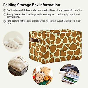 AUUXVA Giraffe Print Seamless Pattern Storage Bin Canvas Toys Storage Basket Bin Large Storage Cube Box Collapsible with Handles for Home Office Bedroom Closet Shelves,1 pc