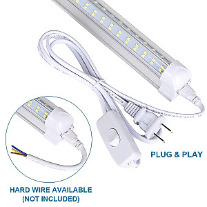 BSK.BESTKA (Pack of 25) T8 LED Tube Light Fixture, 4FT, 60W, 6500 Lumens, 5000K, V Shape, High Output, Utility Shop Light Bulbs for Garage, Warehouse, Plug and Play