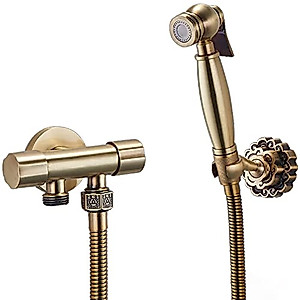 MINJING Handheld Bidet Sprayer for Toilet, Brass Cloth Diaper Sprayer Kit Wall Mounted Green Bronze Bidet Sprayer Set Single Handle Toilet Bidet Sprayer Kit with 150cm Shower Hose