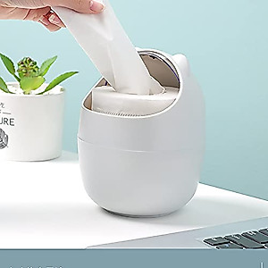 XIDAJIE Cartoon Desktop Trash Can, Cute Bear Shape Trash Can Mini Clamshell Small Waste Paper Basket for Bathroom Kitchen Home Office Dorm Kids Room