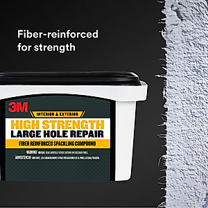 3M High Strength Large Hole Repair Kit, Includes Fiber Reinforced Spackling Compound (12 oz.), Repair Plate, Putty Knife and Sanding Sponge, For Easy Wall Repair, No Shrinking or Cracking (LHR-KIT)