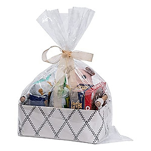 LUFOFOX Decorative Collapsible Rectangular Fabric Storage Bin Organizer Basket with Wooden Handles for Clothes Storage, 11"×7.1"×3.9", White