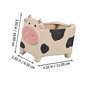 HANABASS 2pcs Decoration Animal Garden Pots Planters Zodiac Bonsai Lovely Indoor Plants Flower Cactus Gift Container Ox Center Plant Succulent Office Pot Cow Ceramic Home Year Cows Balcony