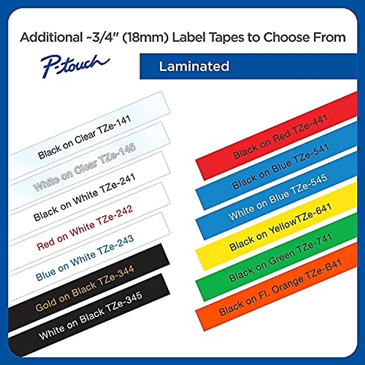 Brother Tzes241 Tze Extra-Strength Adhesive Laminated Labeling Tape, 3/4-Inch W, Black On White