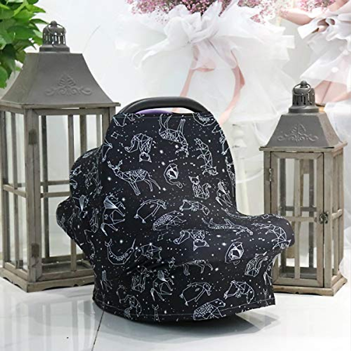 Wallfire Baby Nursing Cover, Multi-Function Breastfeeding Cover Baby Car Seat Canopy Stroller Cover Stretchy Nursing Cover - Constellation
