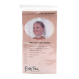 Betty Dain Makeup Protector Hood, Protects Hair and Make Up While Getting Dressed, Nylon Chiffon, Light and Airy, Triple Protection, Zipper closure, Machine Washable, Beige