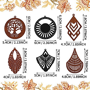Yolev 12 Pairs African Wooden Dangle Earrings Lightweight Drop Earrings Bohemian Pendant Dangle Earrings Lightweight Ethnic Style Wood Earrings for Women