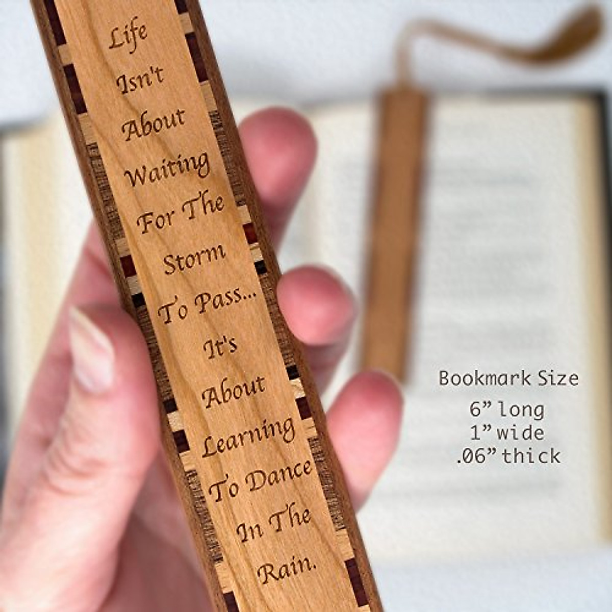 Learn to Dance in The Rain - Motivational Quote Engraved Wood Bookmark - Also Available with Personalization - Made in USA