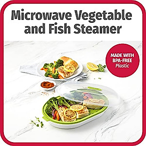 GoodCook BPA-Free Plastic Microwave Vegetable and Fish Steamer, Green