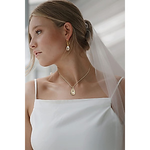 AKOCIDY Genuine Pearl Pendant Necklace 925 Sterling Silver Plated Yellow Gold Necklace (Gold Water Drop Type)