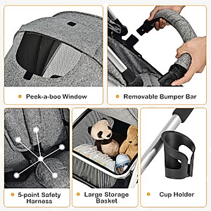 BABY JOY 2 in 1 Convertible Baby Stroller, High Landscape Baby Stroller w/Reversible Seat, Removable Footmuff, Adjustable Backrest & Canopy, Foldable Infant Pram Stroller for 0-36 Months Babies, Gray