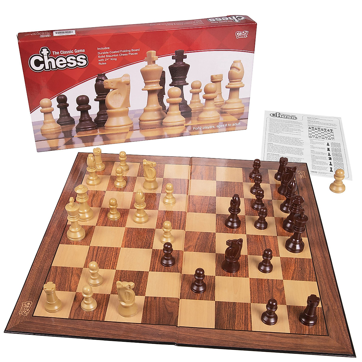 Crazy Games Plastic Chess Set: Premium Quality, Foldable Board with Staunton Pieces - Perfect for Travel, Kids and Adults, Suitable for Indoor & Outdoor Portable Ajedrez