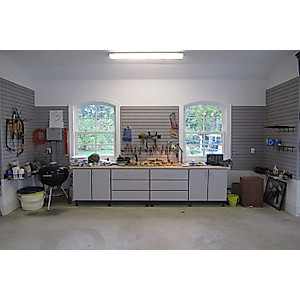 FAITHSAIL Linkable 4FT LED Wraparound Light 40W Flush Mount Garage Shop Lights, 4400lm, 4000K, 4 Foot Linear Wrap Ceiling Lighting Fixture for Workshop Office Kitchen, Fluorescent Replacement, 6 Pack