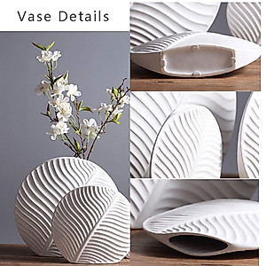 Kepfire Modern Elegant White Ceramic Vase Home Office Living Room Bathroom Wedding Party Dinning Stoneware Craft Table Decoration for Grow Plant Insert Artificial Florals - Big