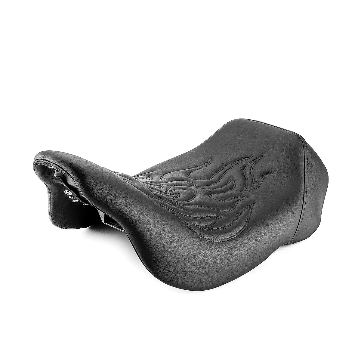 Mofun Solo Driver Seat Compatible with Harley Touring Street Road Electra Glide Road King Bagger Dresser, Black Flame 2008-2023, Double Row