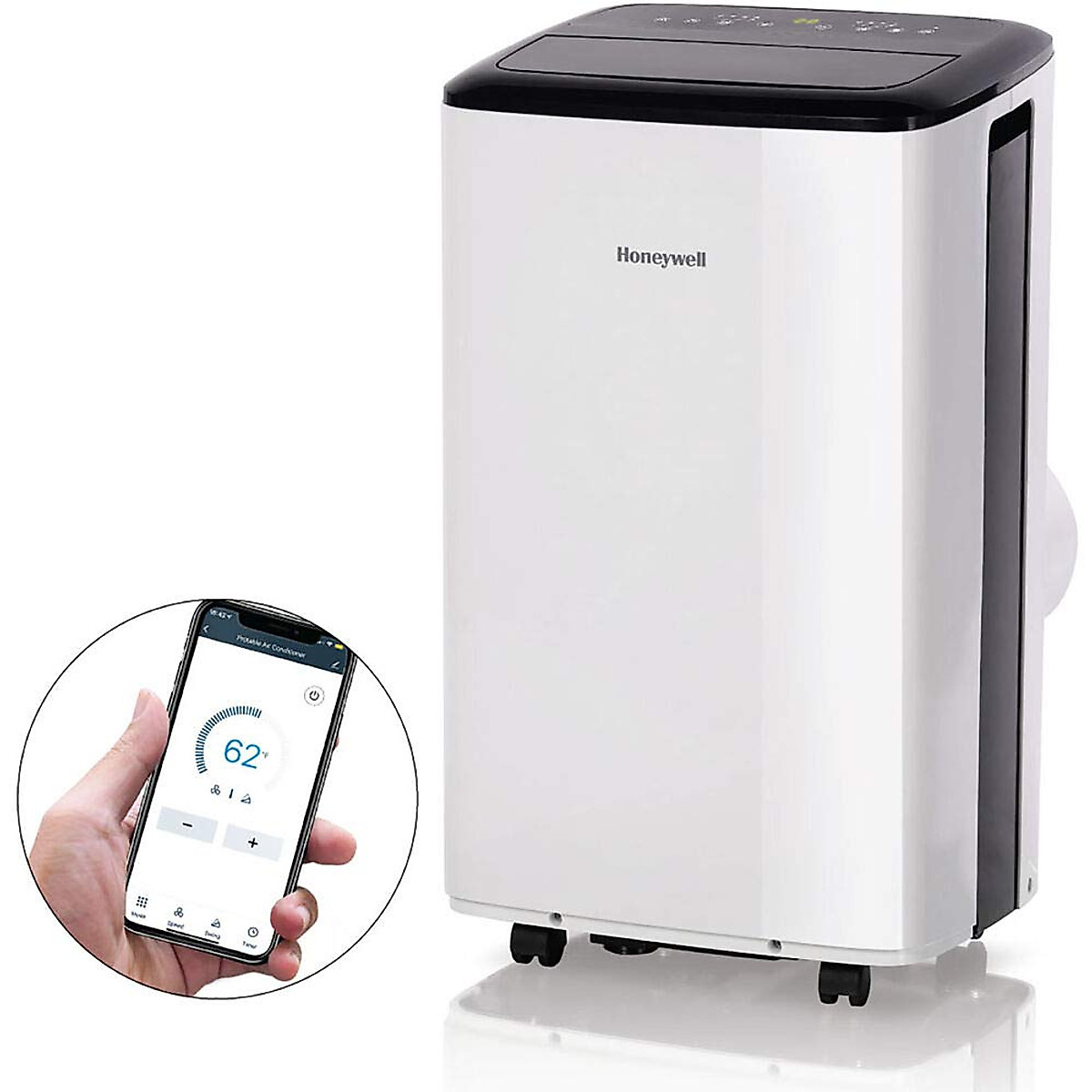 Honeywell Smart WiFi Portable Air Conditioner & Dehumidifier with Alexa Voice Control, Cools Rooms Up to 450 Sq. Ft, Includes Drain Pan & Insulation Tape, HF0CESVWK6
