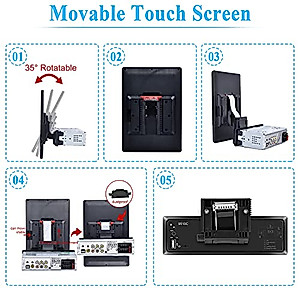 Roinvou Single Din Car Stereo Radio 9.5'' Movable Vertical Touch Screen with Carplay Android Auto Bluetooth FM Radio Mirror Link Backup Camera Support Video Playback SWC DVR USB AUX TF
