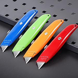 DIYSELF 50 Pack Utility Knife Blades with 8 Pack Box Cutter Retractable Heavy Duty, Box Cutters for Cardboard