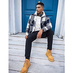 COOFANDY Mens Casual Jacket Lightweight Flannel Plaid Shirts Button Down Shirt for Daily Wear