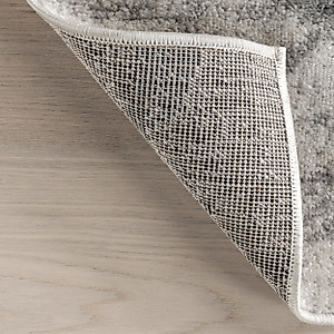 nuLOOM 6 Round Thigpen Contemporary Area Rug, Grey, Abstract Lines, Non-Slip Backing, Stain Resistant, For Bedroom, Dining Room, Living Room, Hallway, Office, Kitchen, Entryway