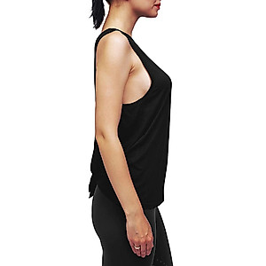 Mippo Women's Workout Yoga Shirts Backless Tank Work Out Tshirts Activewear Tops Running Tank Sports Hiking Clothes Black M