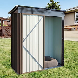 5X3 FT Outdoor Storage Shed, Waterproof Metal Garden Sheds with Lockable Door, Steel Tool Storage Buildings Shed & Outdoor Storage House for Garden, Backyard, Patio, Lawn, Trash Cans(Brown)